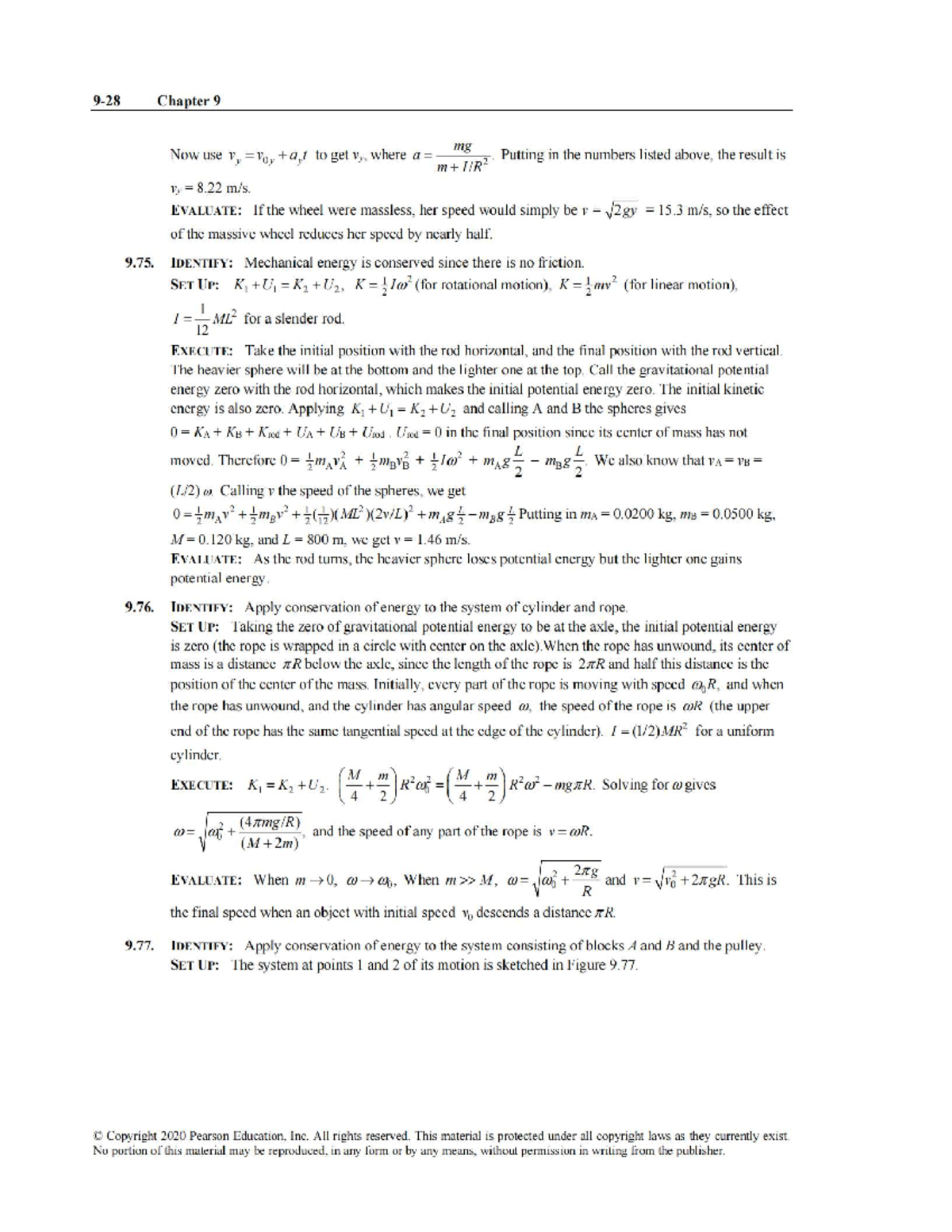 University Physics (PHYS 101) Chapter 9: Conservation of Energy in Rotational - Studocu