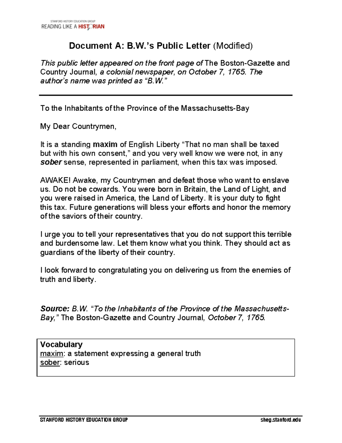 Revisiting the Stamp Act: Student Materials and Key Discussions - Studocu