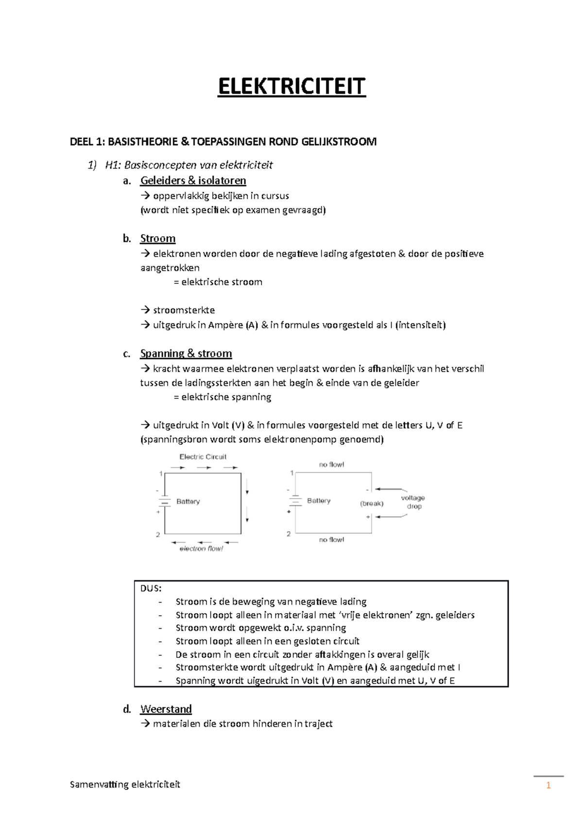 Samenvatting Elektriciteit - Basisprincipes Gelijkstroom & Wisselstroom ...