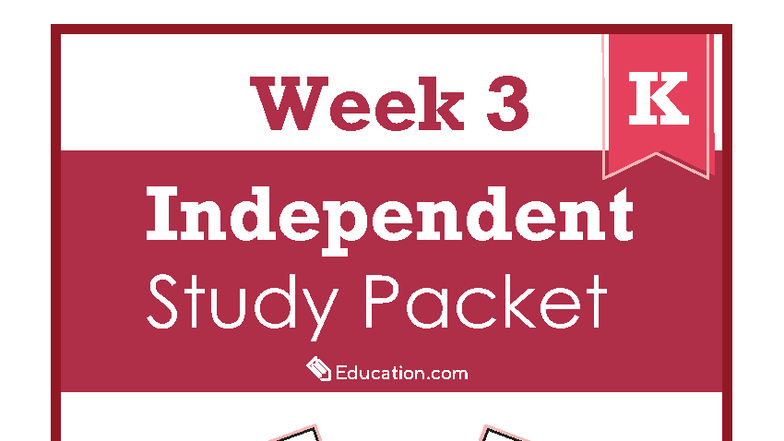W3 Independent Study Packet: Kindergarten Week 3 Activities - Studocu