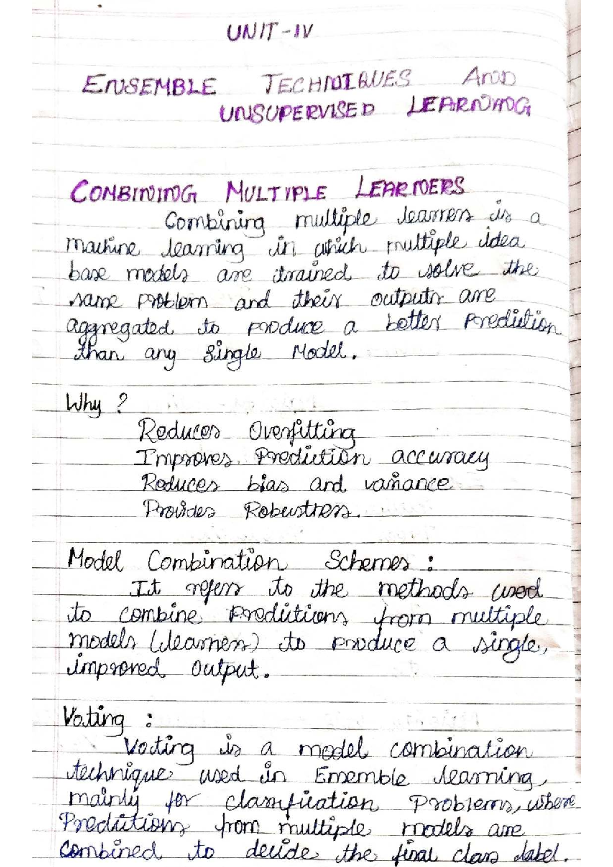AIML.4 Unit Notes: Ensemble Techniques & Unsupervised Learning - Studocu