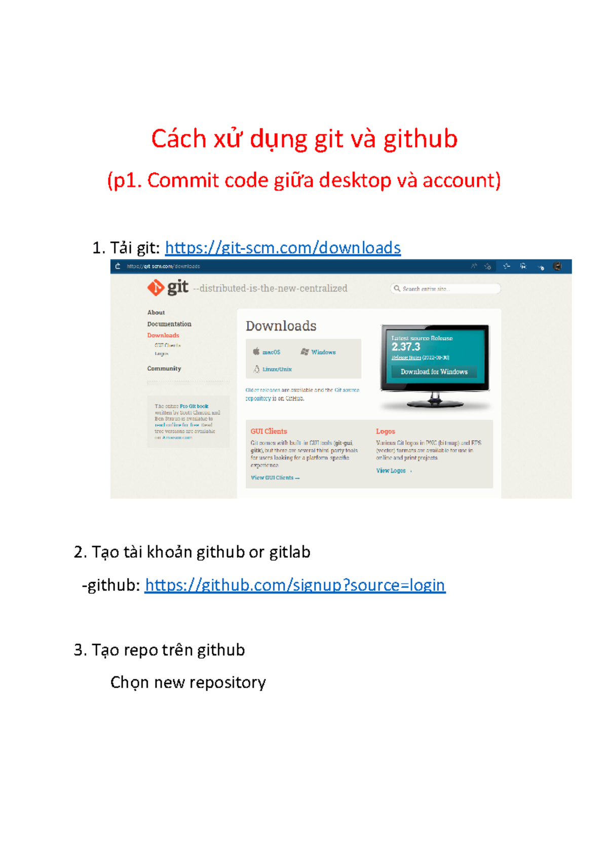 Cách sử dụng git và github - Cách x ử d ng git và githubụ (p1. Commit code gi ữa desktop và ...