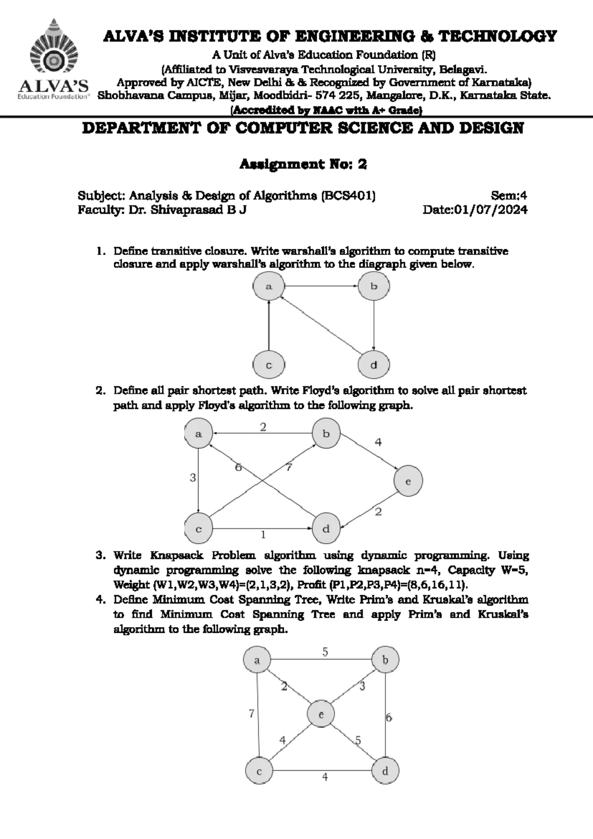 BCS405A (DMS) Important Discrete Math Questions - Question Bank - Studocu