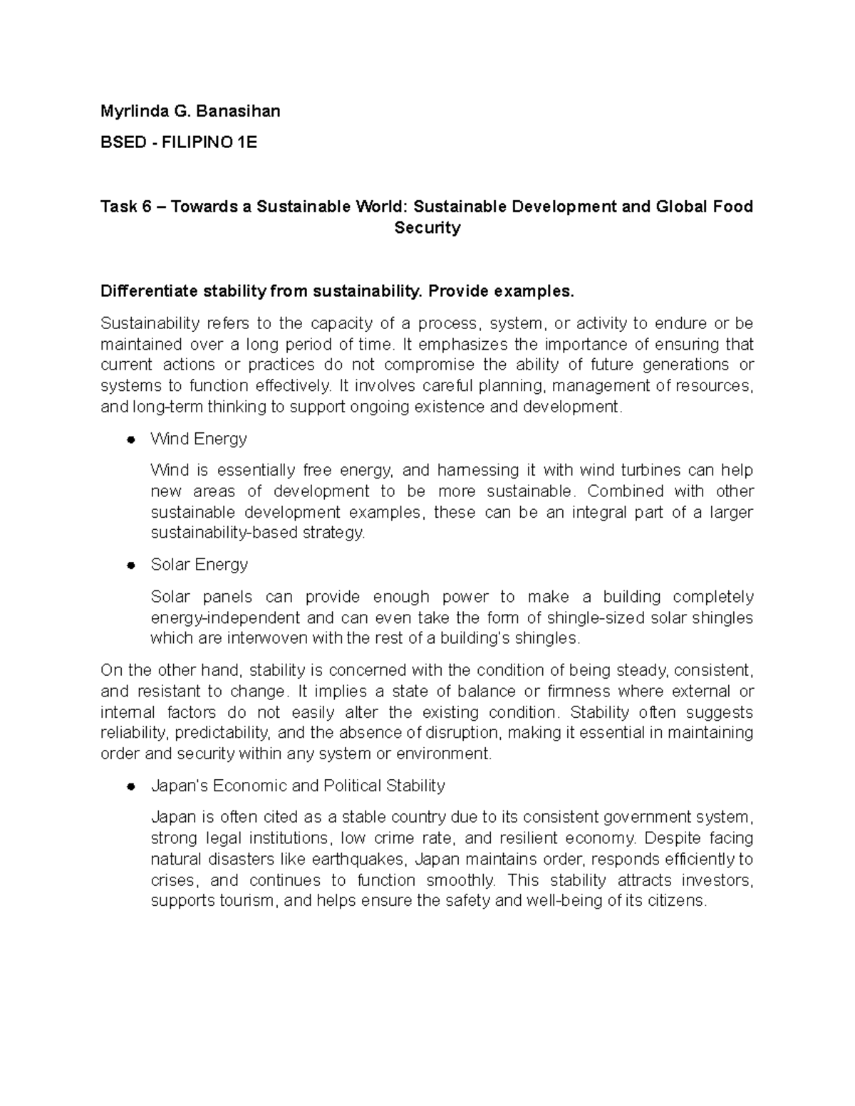 TASK 6 GEC 103: Exploring Sustainability and Global Food Security - Studocu