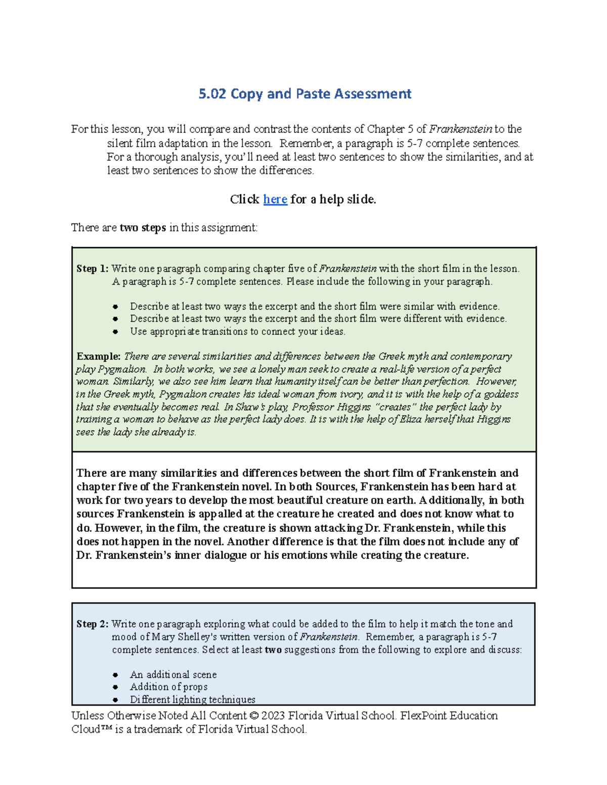 5.02 Frankenstein Chapter 5 vs. Film Adaptation Analysis - Studocu