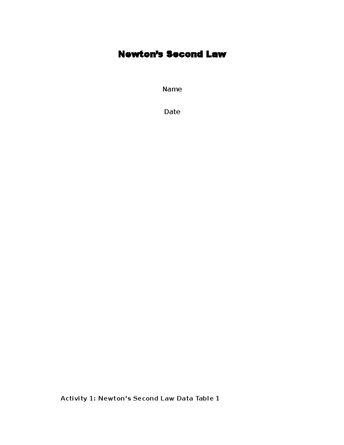 PHY 150 M4 Lab Report on Newton's Second Law Experiment - Studocu