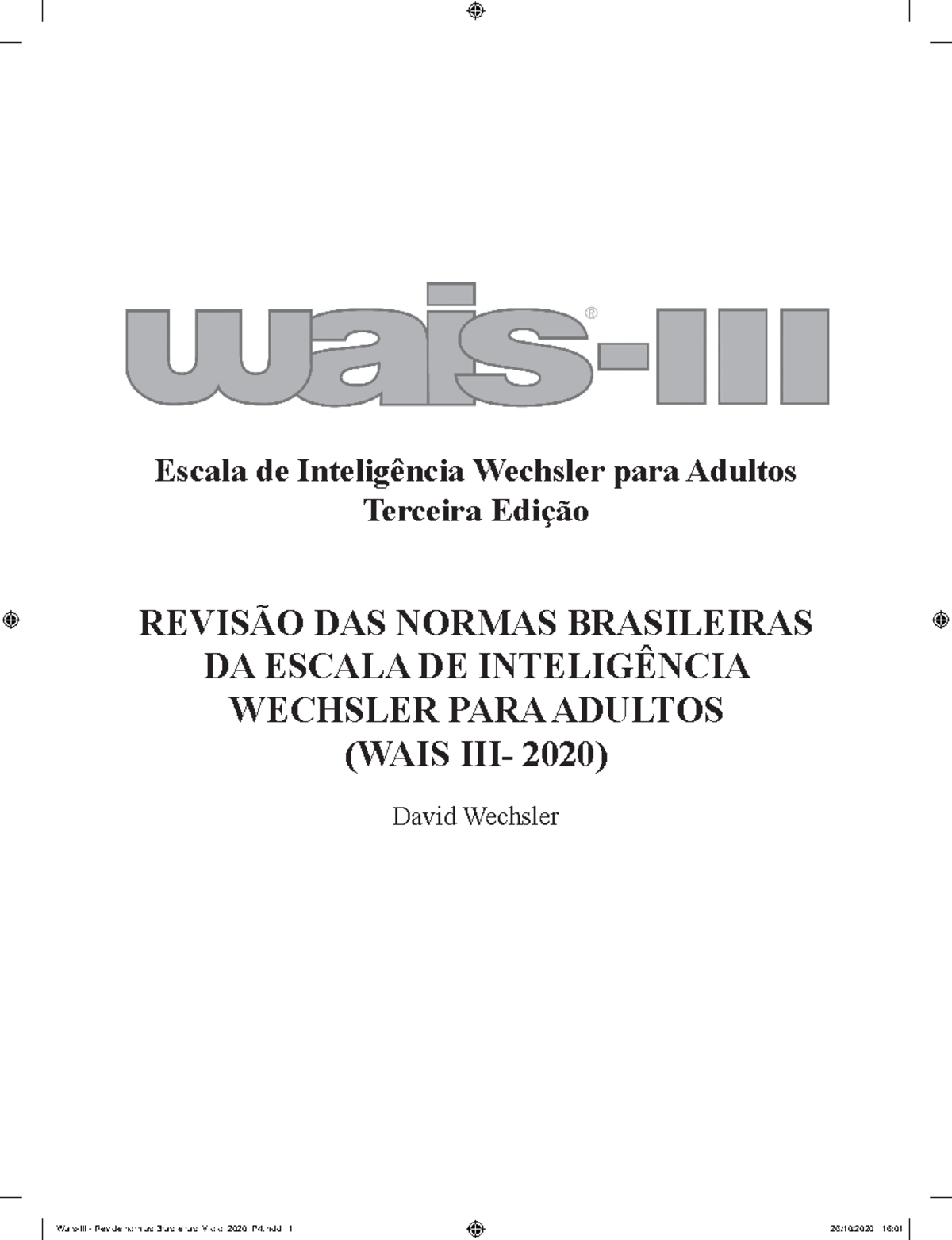 Revisão das Normas Brasileiras da WAIS-III (2020) - P4 - Studocu