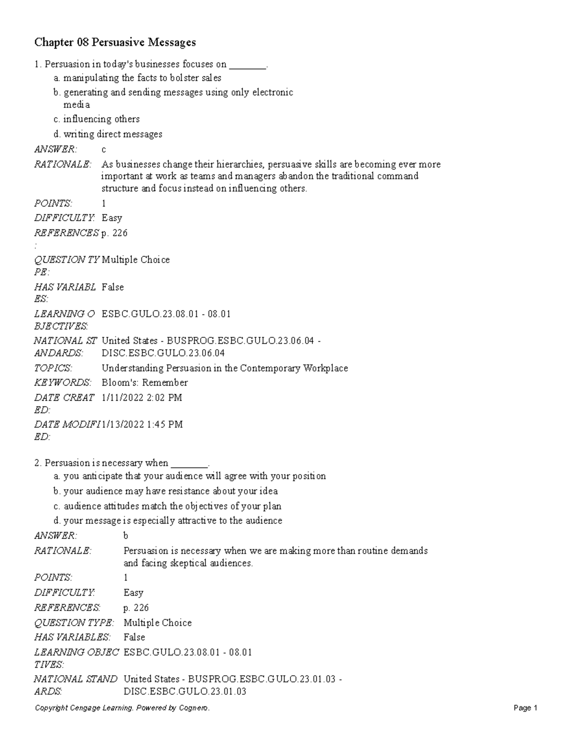 Chapter 08: Key Concepts in Persuasive Messages (ESBC.GULO.23.08) - Studocu
