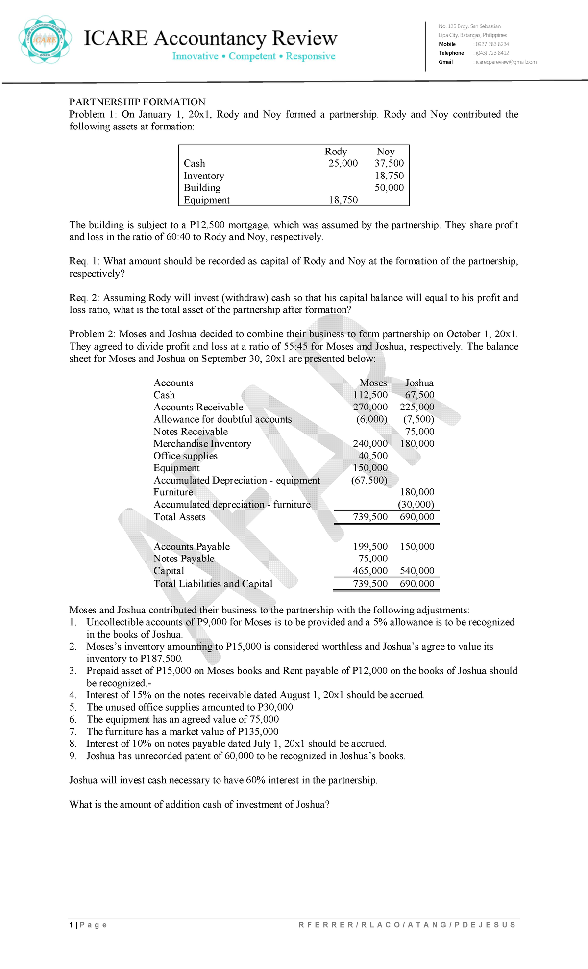 Partnership Formation and Operation: Key Concepts and Examples - Studocu