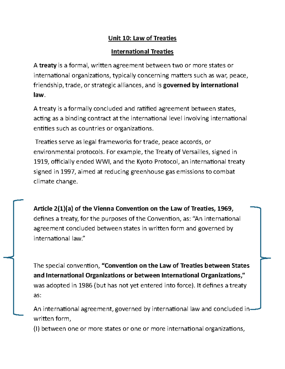 Unit 10: Law of Treaties - Understanding International Agreements - Studocu