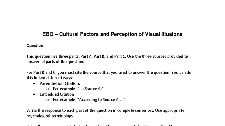 APPsych EBQ COG Cultural Influences on Visual Illusions - Studocu