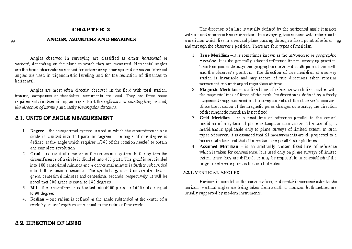 Surveying Fundamentals: Module 3 - Angles, Azimuths, and Bearings - Studocu