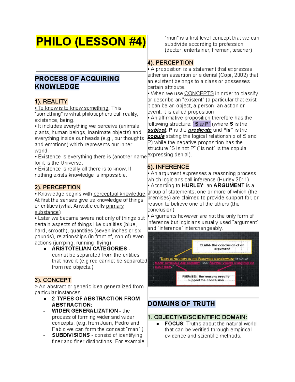 PHILO (LESSON #4): Understanding Concepts, Perception, and Truth - Studocu