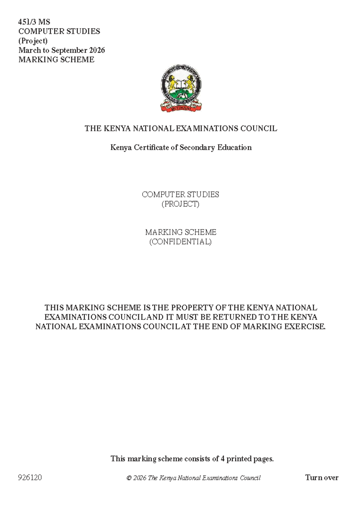 MS COMPUTER STUDIES 926120 Project Marking Scheme (March-Sept 2026 ...