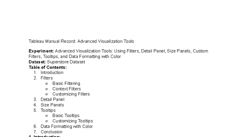 Dvrp LP7 - Advanced Tableau Visualization Tools Manual - Studocu