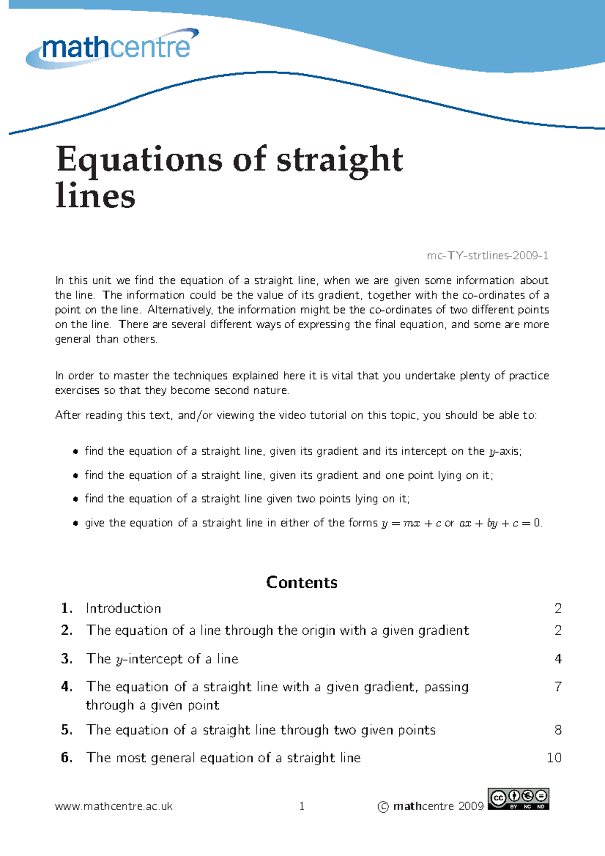 Graphs and Straight Lines: Equations and Techniques (MATH101) - Studocu