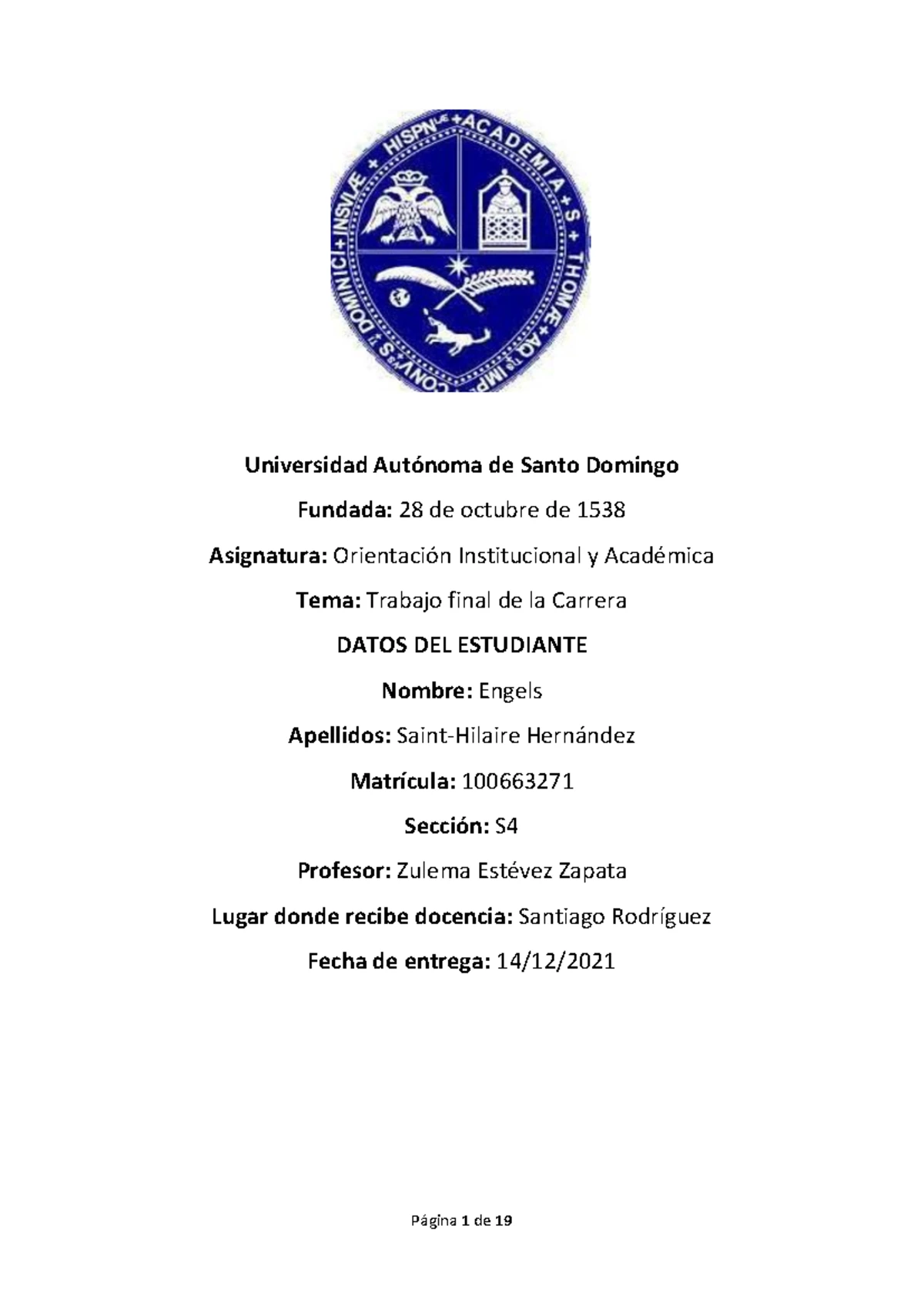 Derechos y deberes UASD - UNIVERSIDAD AUTONOMA DE SANTO DOMINGO (UASD ...