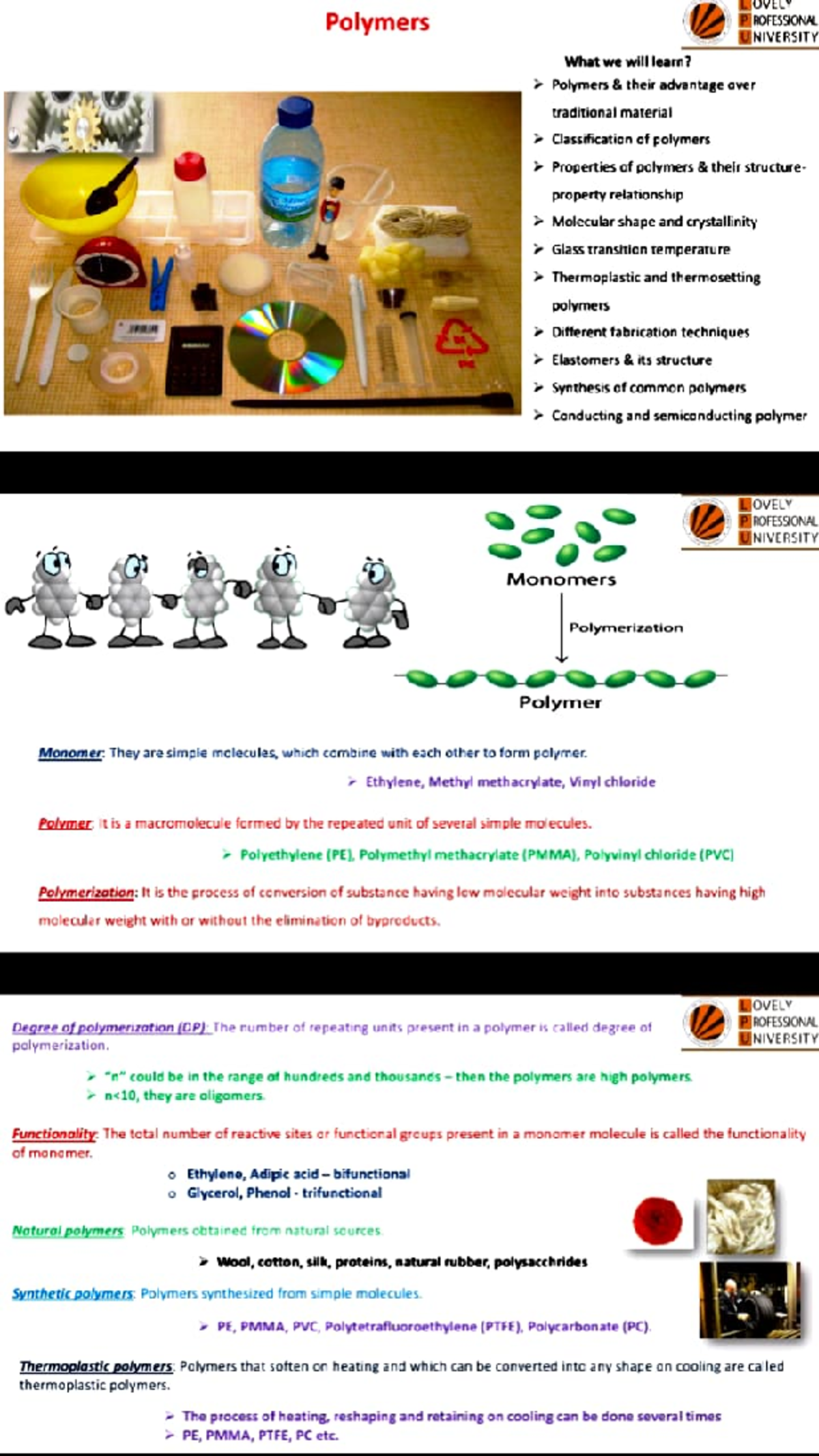 Polymers - Notes of polymer - pOEECCIONAL Polymers NIVERSUYNIVERSITY ...