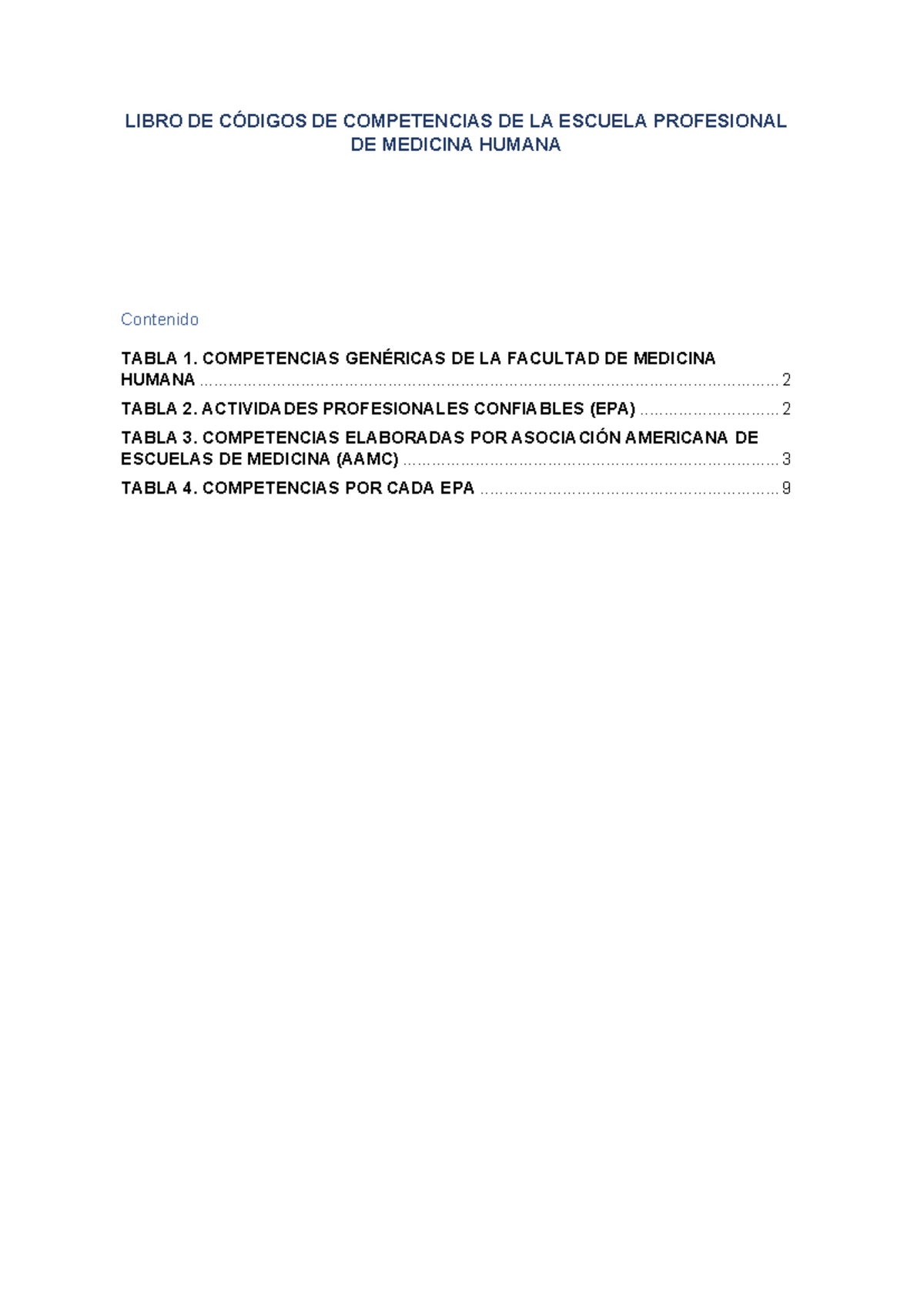 Códigos de Competencias de la Escuela Profesional de Medicina Humana ...