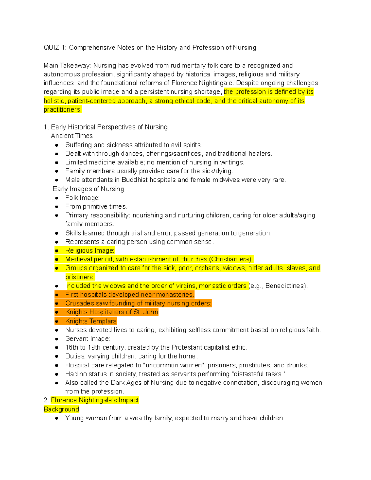 QUIZ 1: Key Insights on Nursing History and Professional Evolution ...