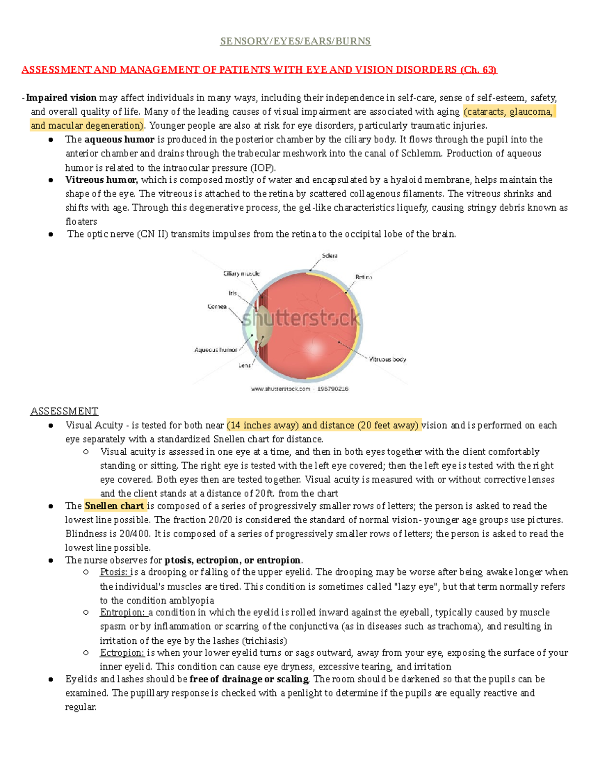 Assessment and Management of Eye and Vision Disorders (Ch. 63) - Studocu