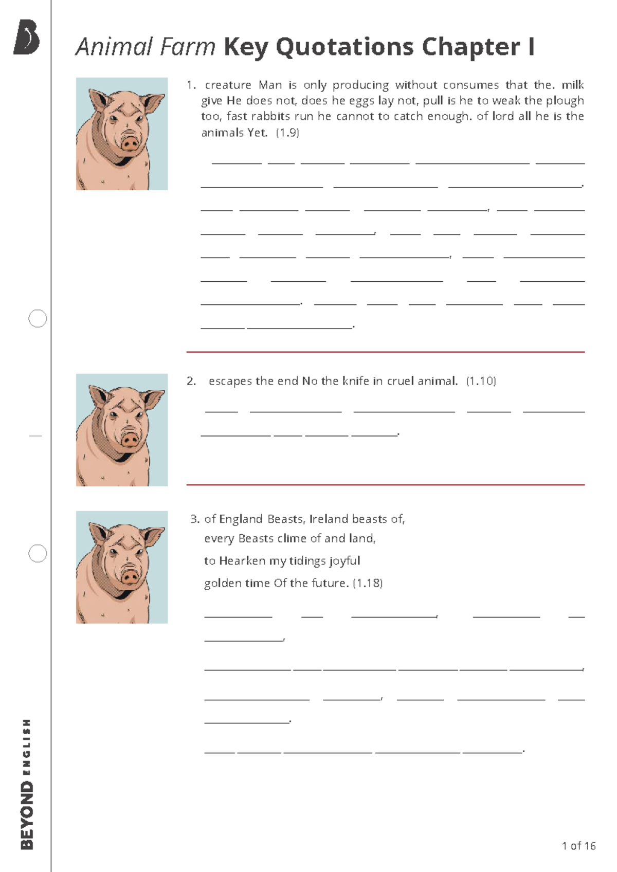 Animal Farm Key Quotations: Chapter Summaries and Analysis - Studeersnel