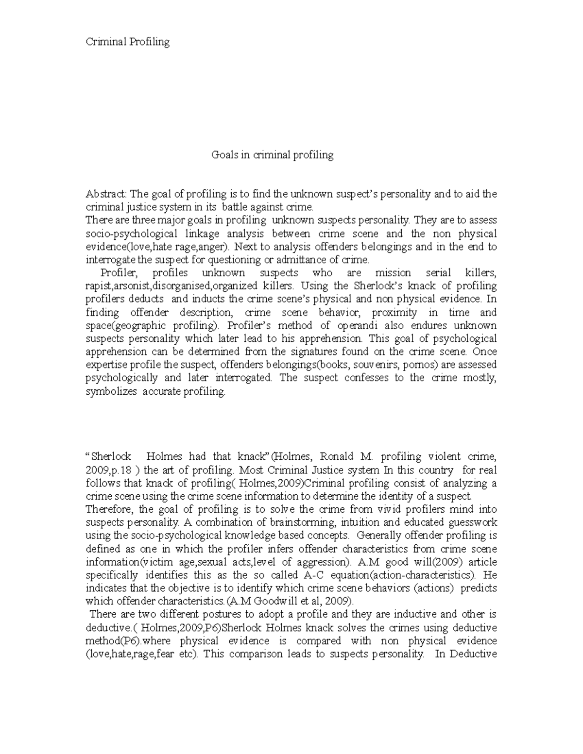 Goal of profiling-1 - Profiling how is it done - Goals in criminal ...