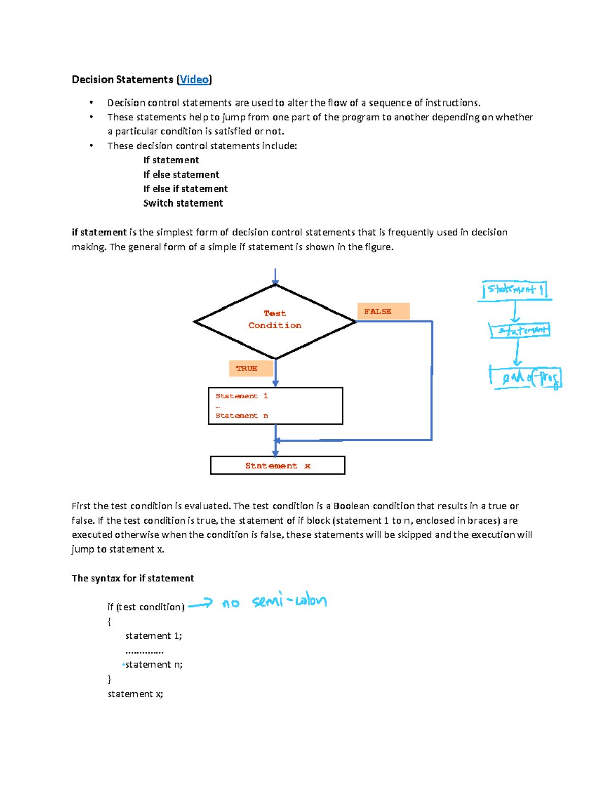 CS36 Lesson 17 Decision Statements If - Decision Statements (Video ...