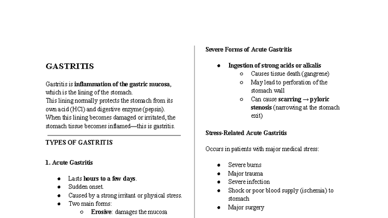 Severe Forms of Acute Gastritis - GASTRITIS Overview and Management ...