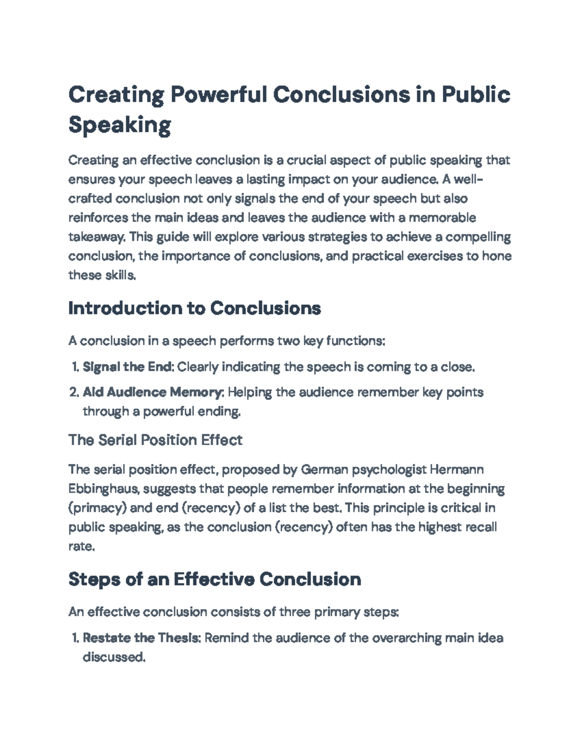 Creating Effective Conclusions in Public Speaking: Strategies ...
