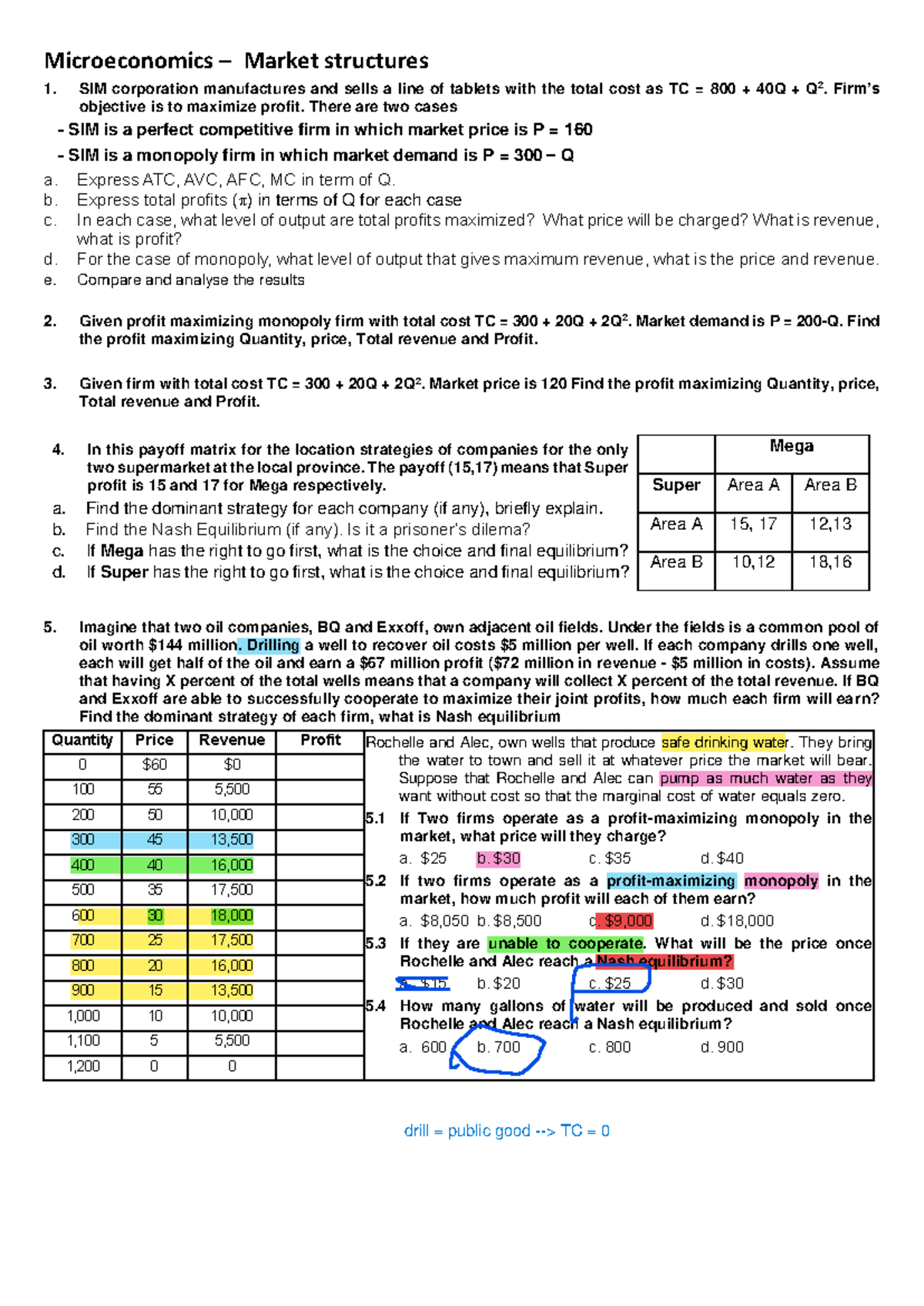 Problem-Market-structure Practical Materials - Microeconomics – Market ...