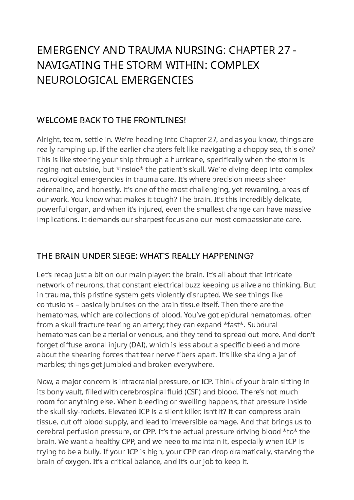 EMT 101: Chapter 27 - Navigating Complex Neurological Emergencies - Studocu