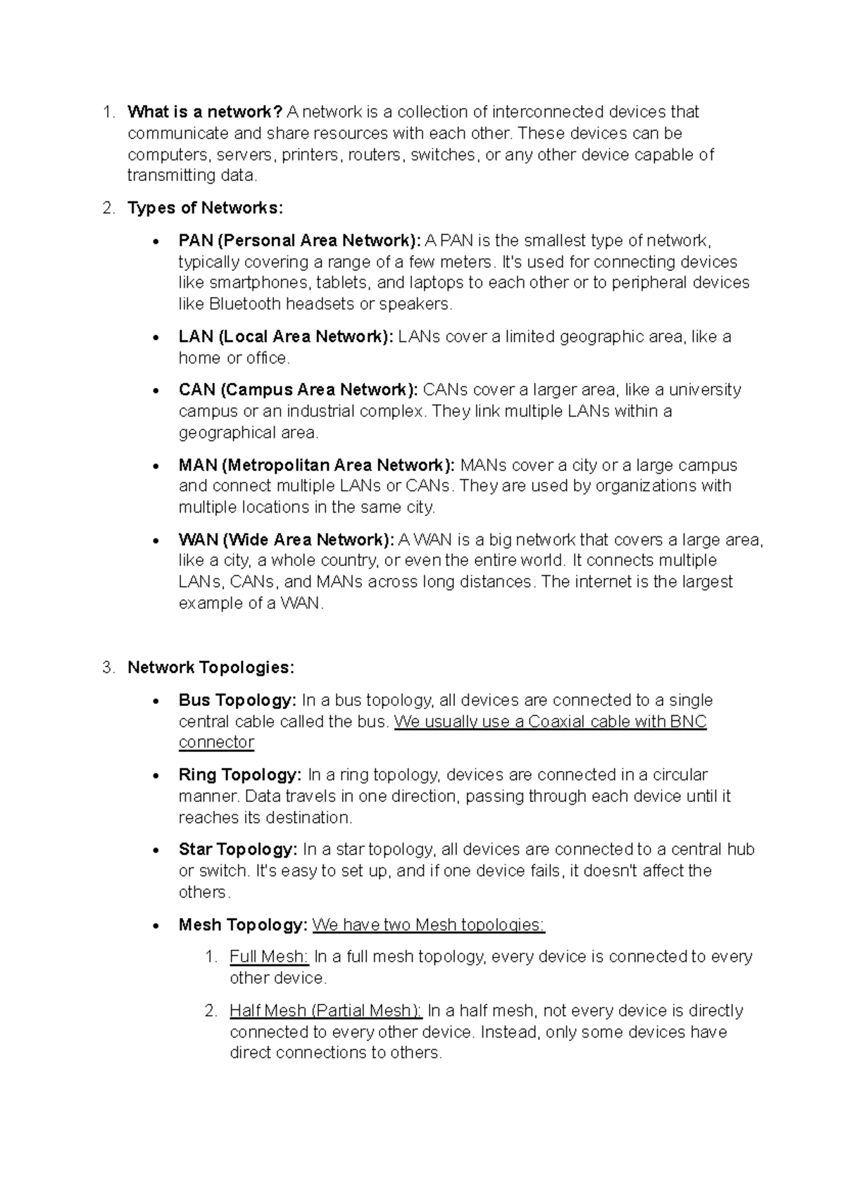 Network basics - 1 - What is a network? A network is a collection of interconnected devices that ...