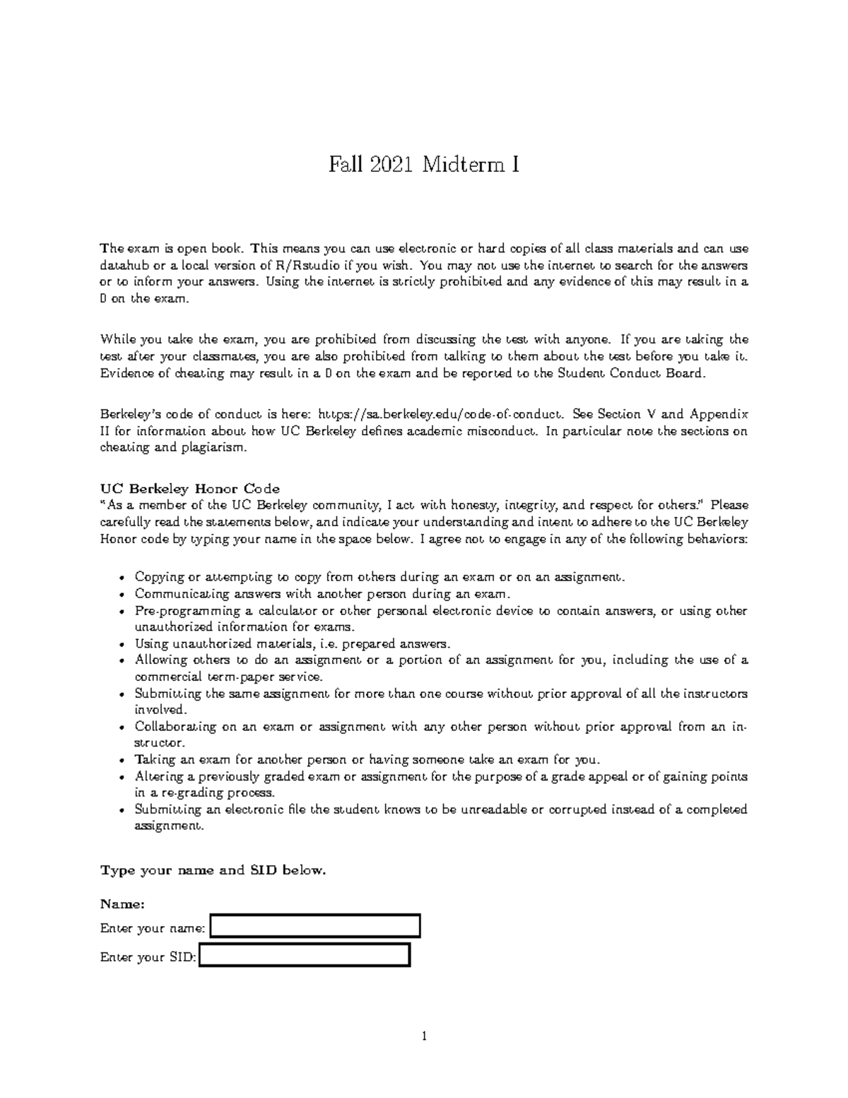 Fa21-MT1-Solutions - Midterm Practice Exam Answer Key - Studocu