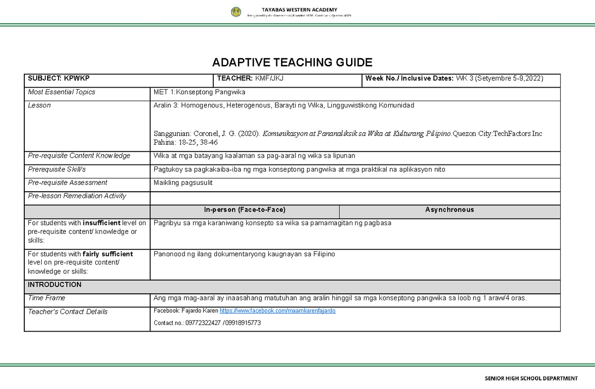 ATG KPWKP Q1 WK3 Comprehensive Teaching Guide on Language Concepts ...