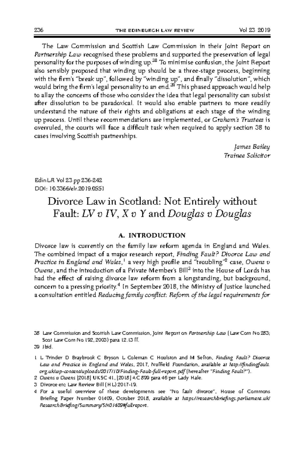 Mair 2019: Divorce Law in Scotland - Not Entirely Without Fault (EdinLR ...
