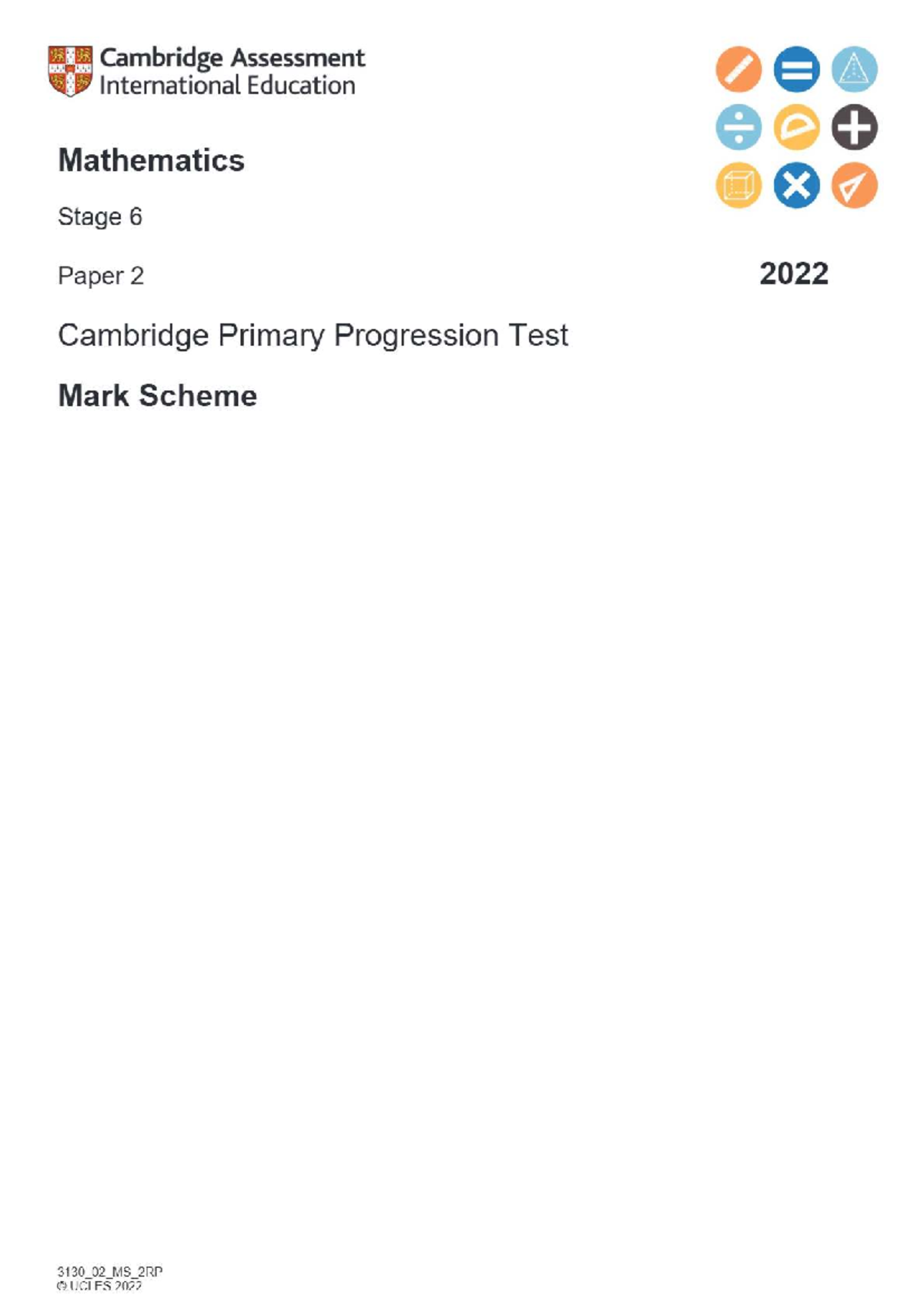 Cambridge primary progression test 2022 MS Pll - Cambridge Assessment ...