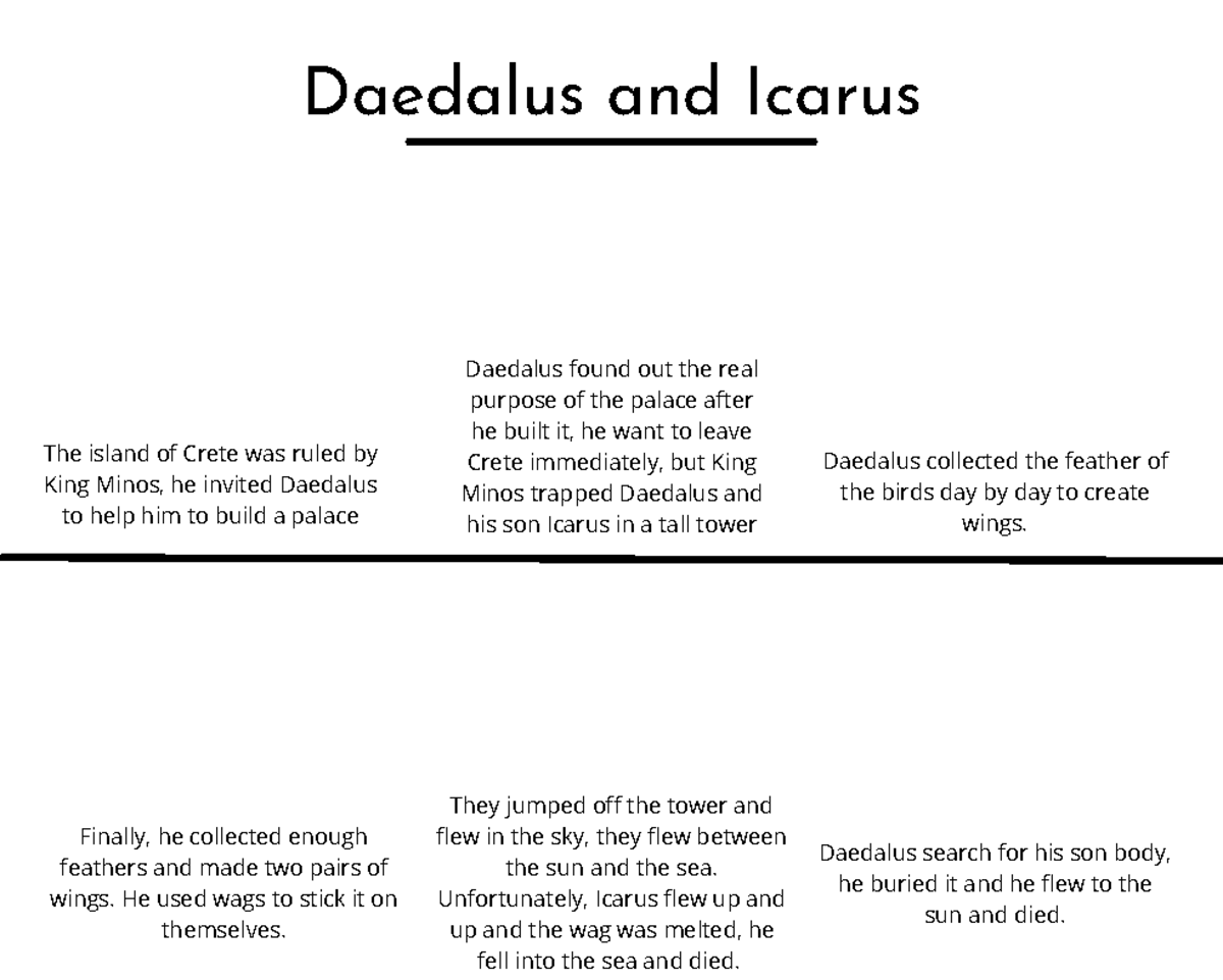 Daedalus and Icarus: A Mythical Tale of Flight and Tragedy - Studocu