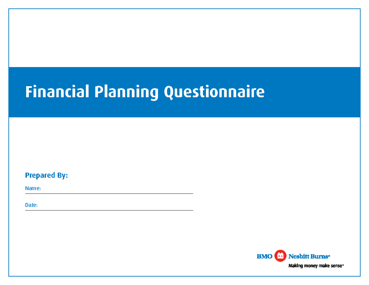 Financial Planning Questionnaire: Key Goals & Insights - Studocu