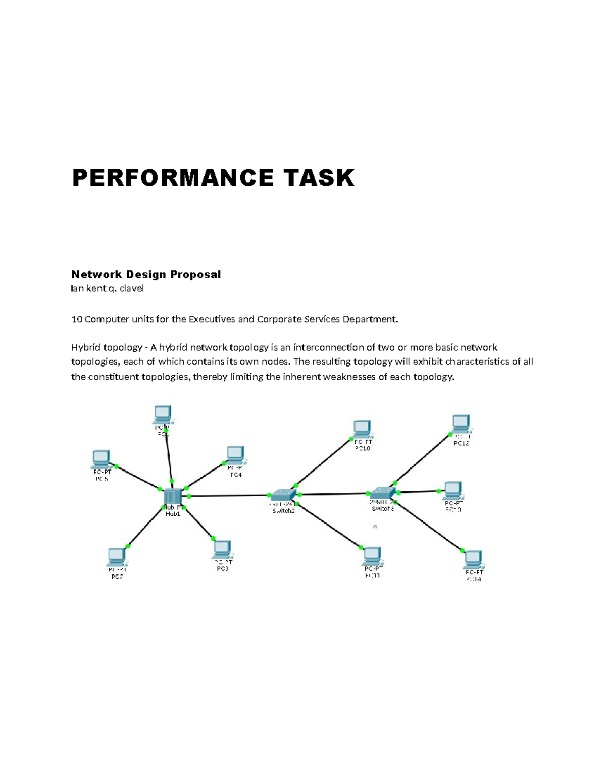 Network Design Proposal for 10 Computer Units - Performance Task - Studocu