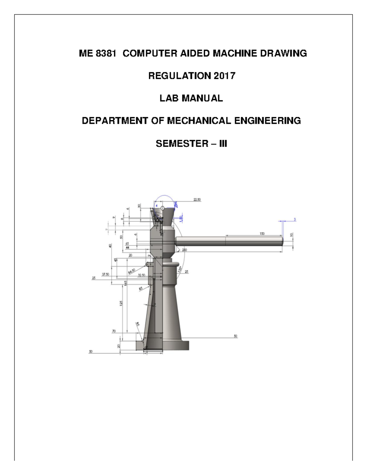 ME 8381 Computer Aided Machine Drawing Lab Manual - Regulation 2017 ...