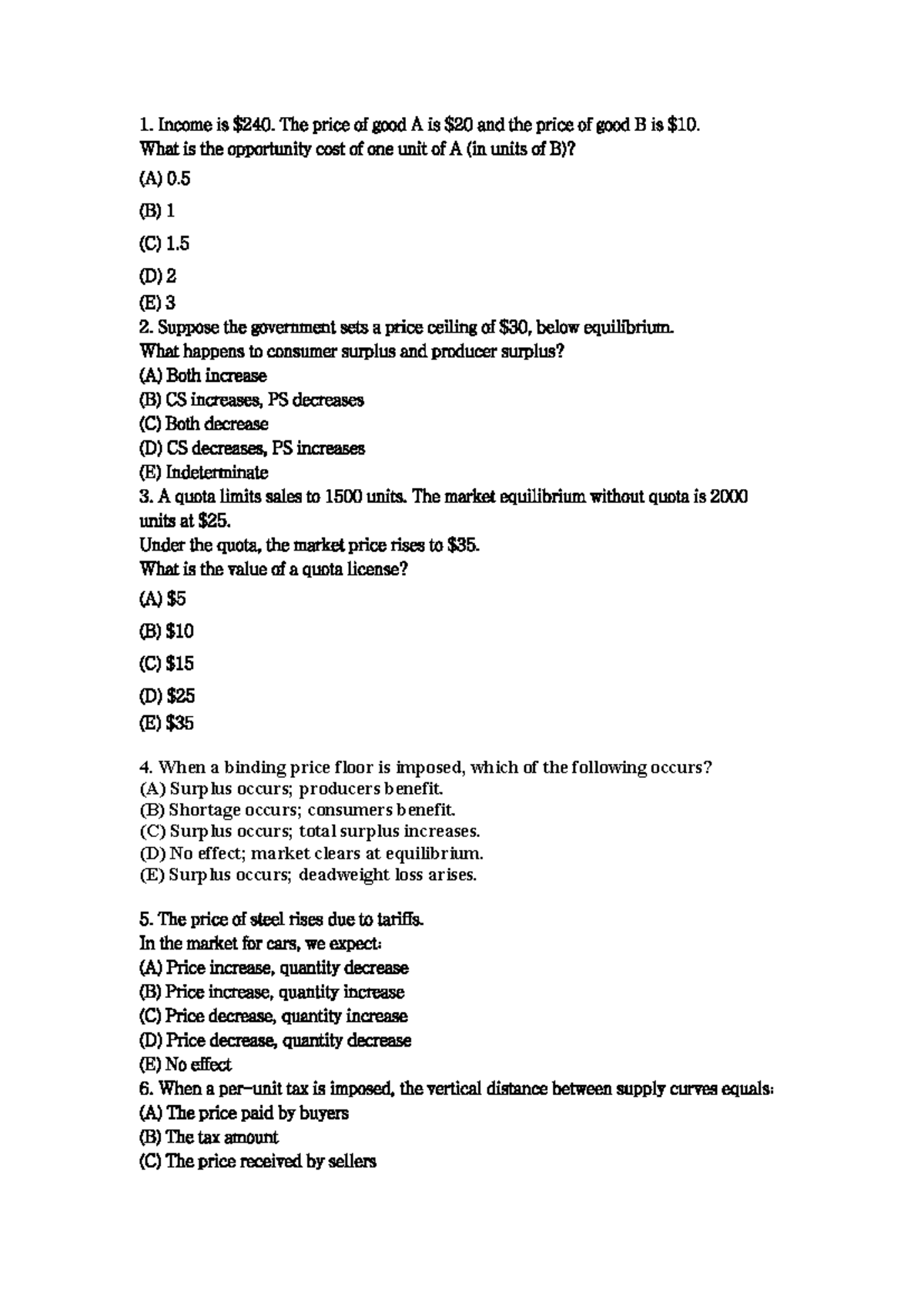 2024 ECON 101 - Midterm 1 Study Guide on Opportunity Costs & Market ...