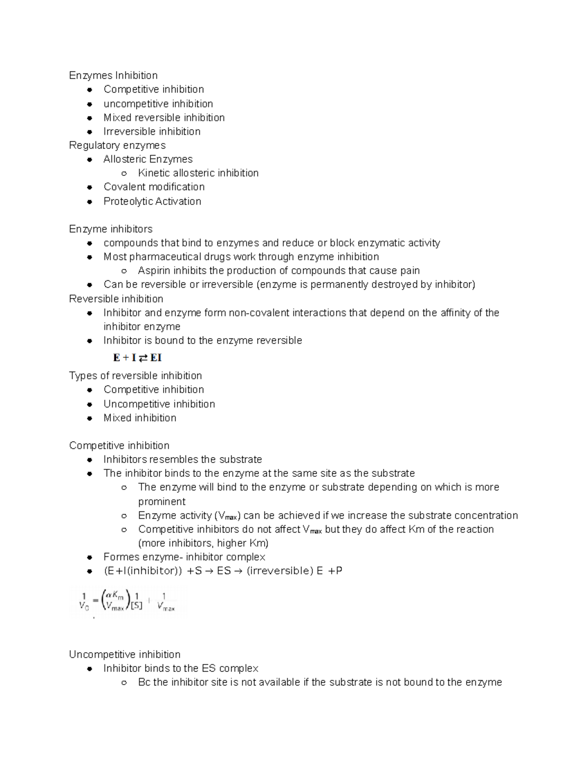 Lesson 4 bio - biochem notes - Enzymes Inhibition Competitive ...