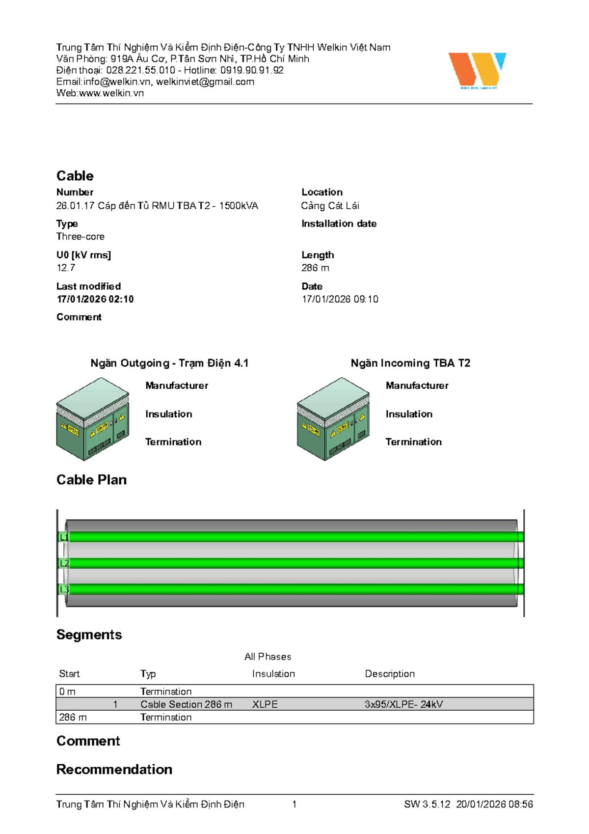 Báo Cáo Thí Nghiệm Cáp PD TBA4 - SW 3.5.12 - 26.01.17 - Studocu