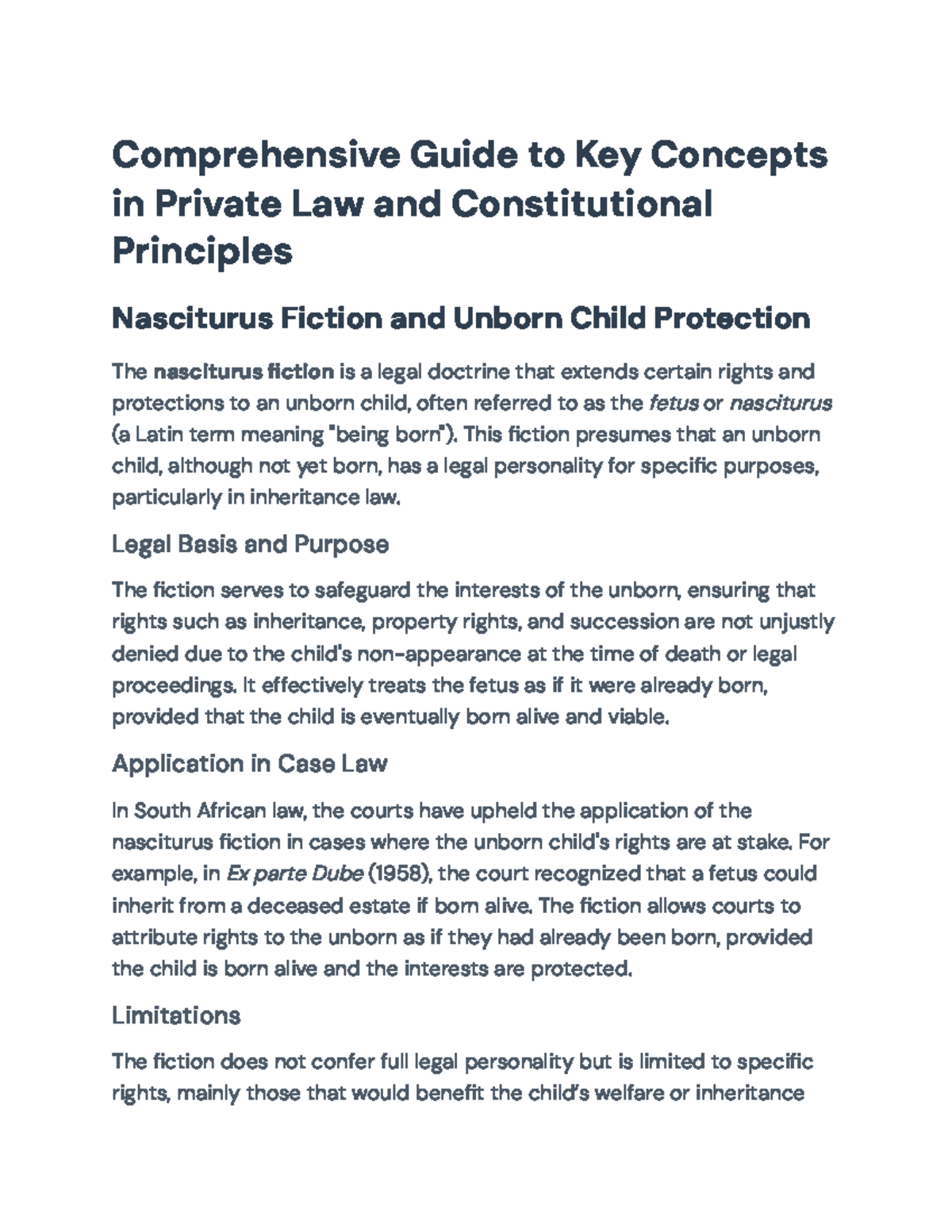 Comprehensive Overview of Private Law Principles & Minors' Rights (LAW ...