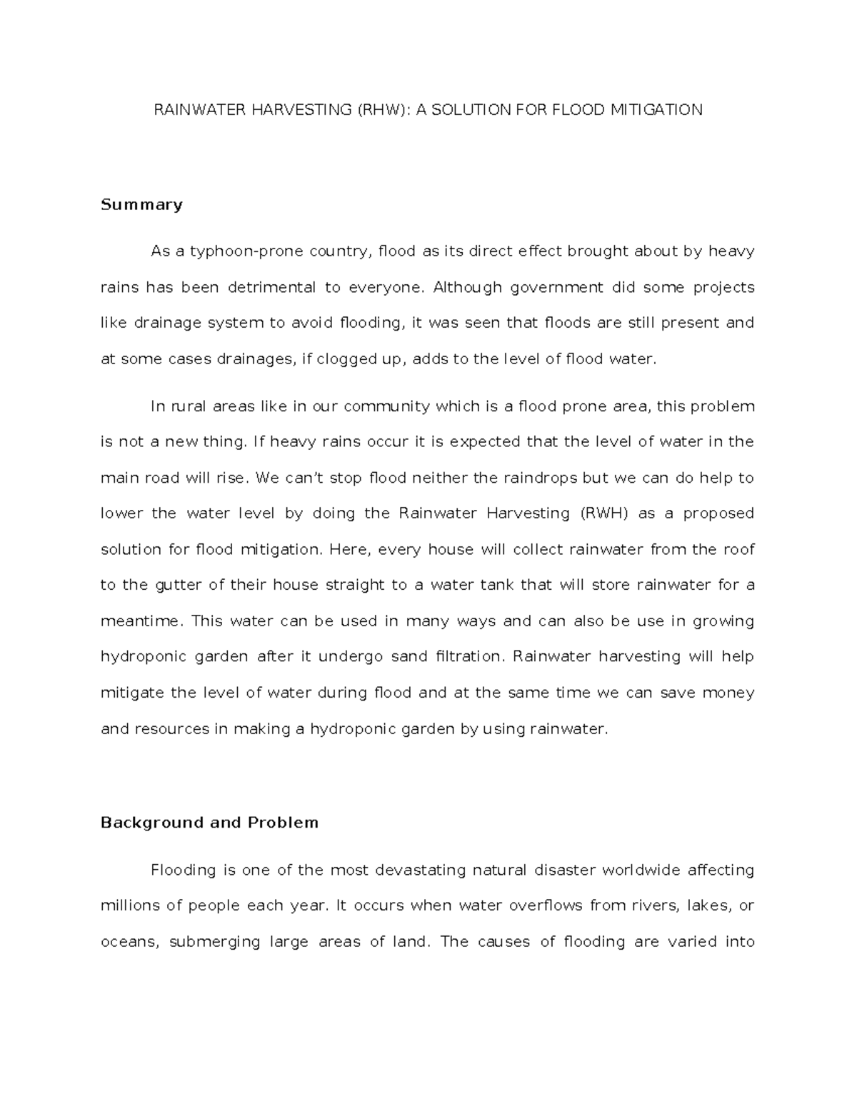 Rainwater Harvesting (RHW): A Sustainable Solution for Flood Mitigation ...