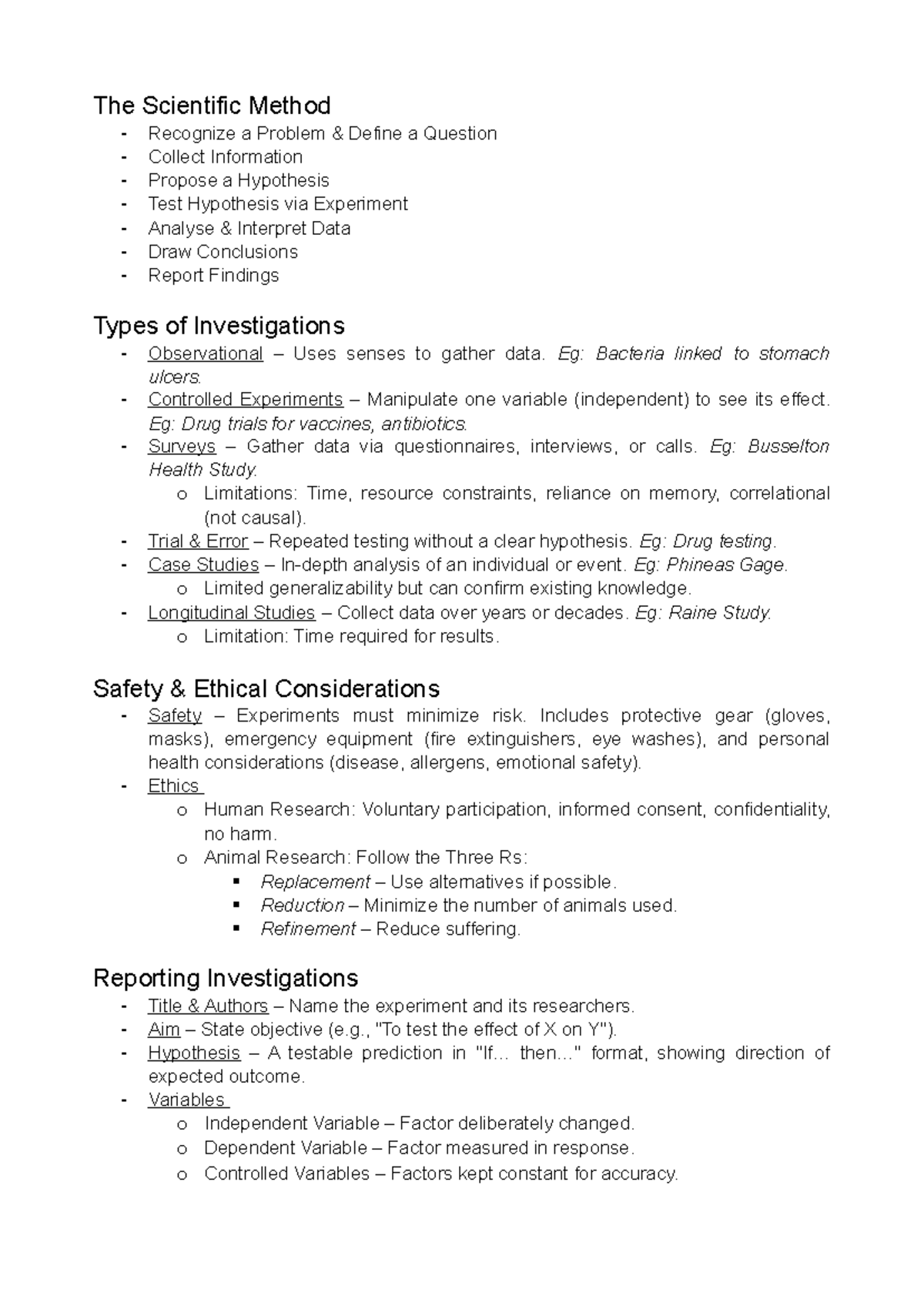 Science Inquiry Notes: Understanding the Scientific Method and ...