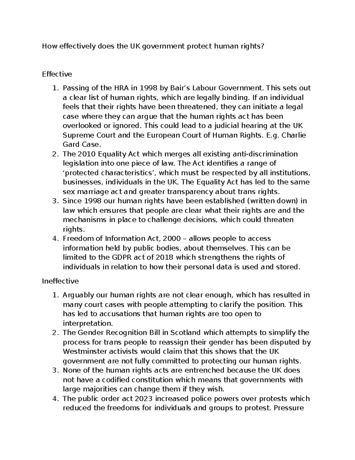 UK Government's Human Rights Protection: Effectiveness & Challenges ...