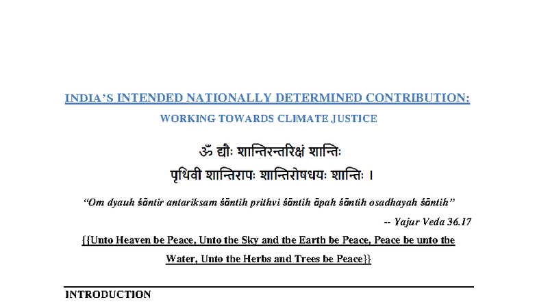 INDC of India: A Pathway to Climate Justice and Sustainable Development ...