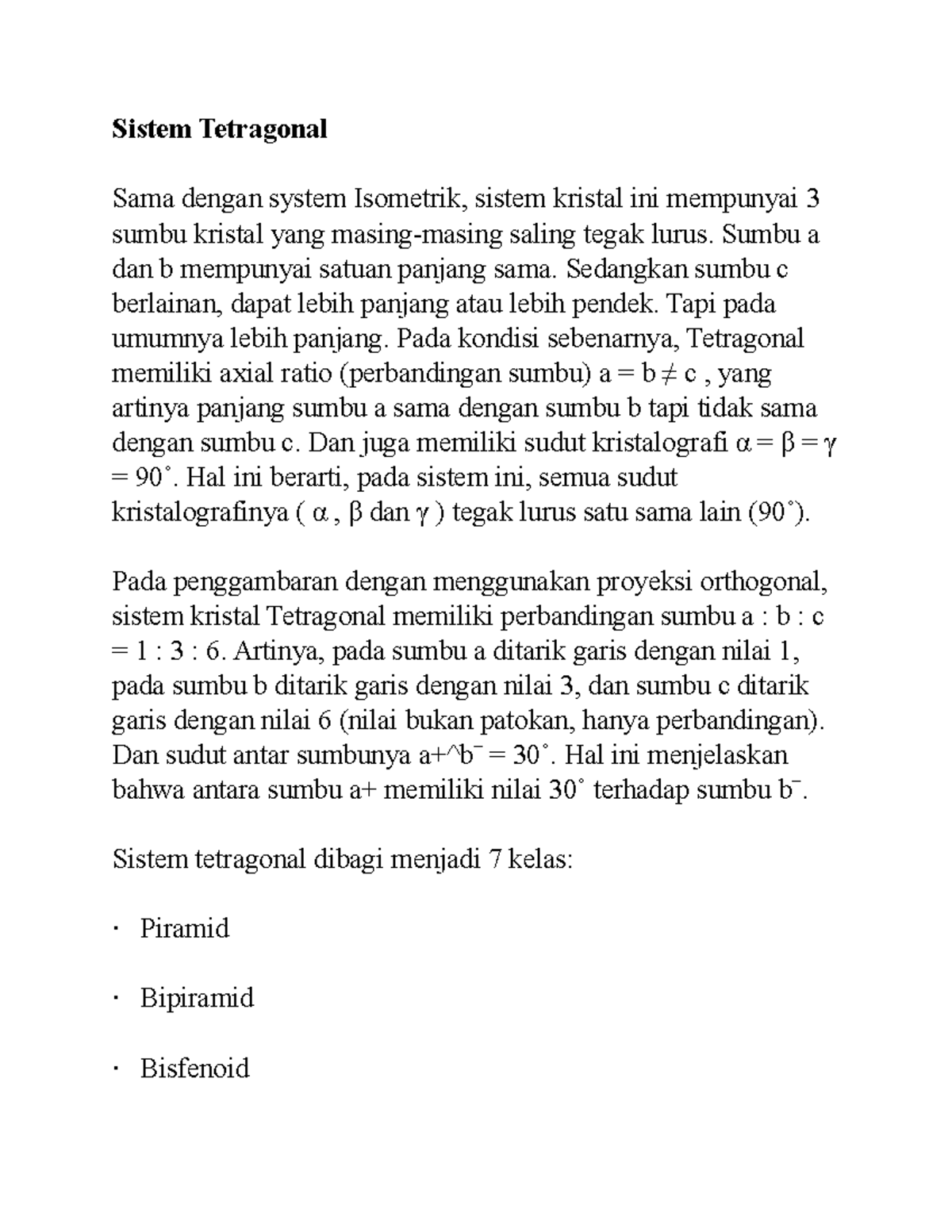 Sistem Kristal Tetragonal: Struktur & Kelas - Geologi 101 - Studocu